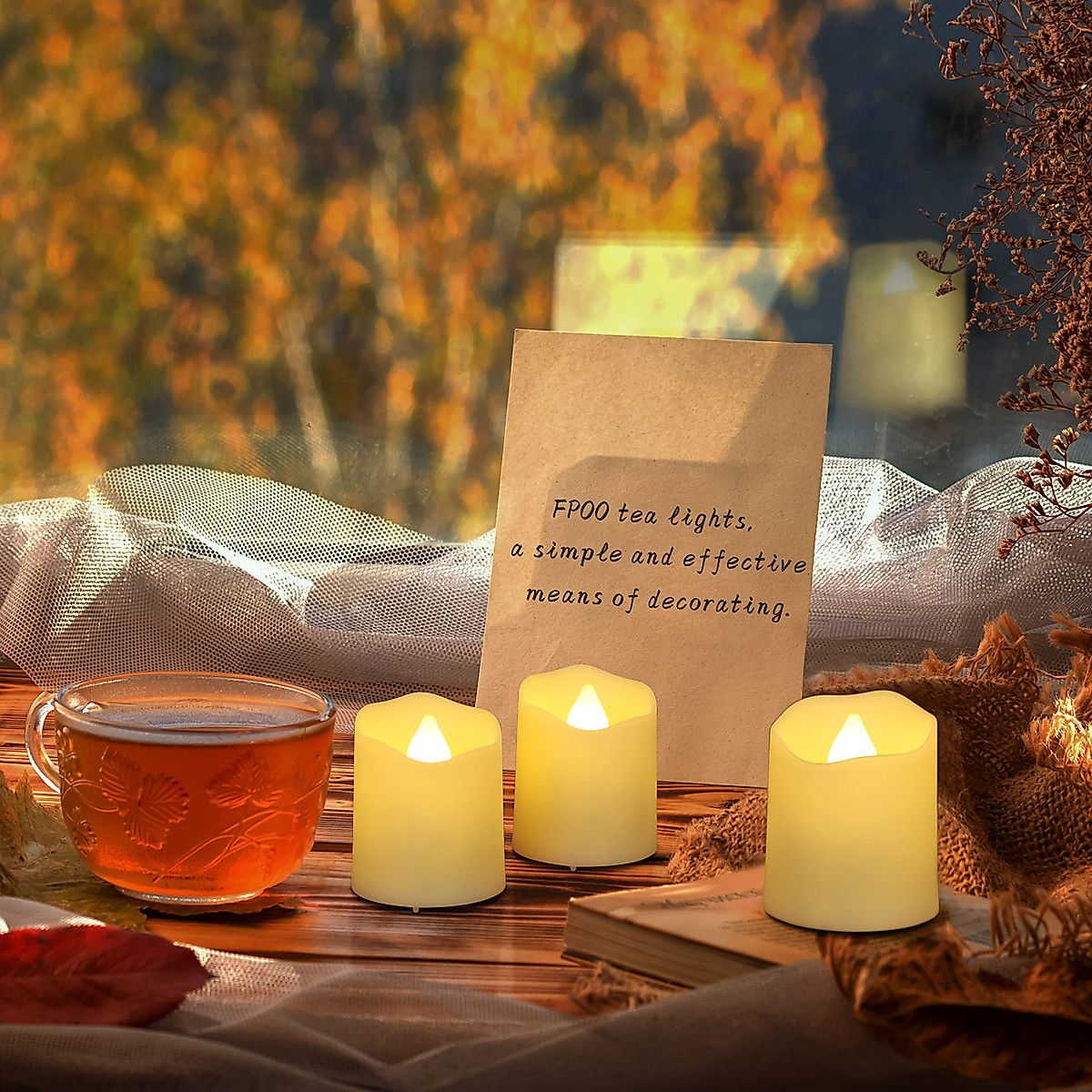 Rechargeable Flameless Votive Candles with Timer & Remote, 12pcs Flickering LED Tea Lights Candles with 2 USB Charging Cables, Warm White Light Electric Fake Candle for Home, Christmas Festival Decor