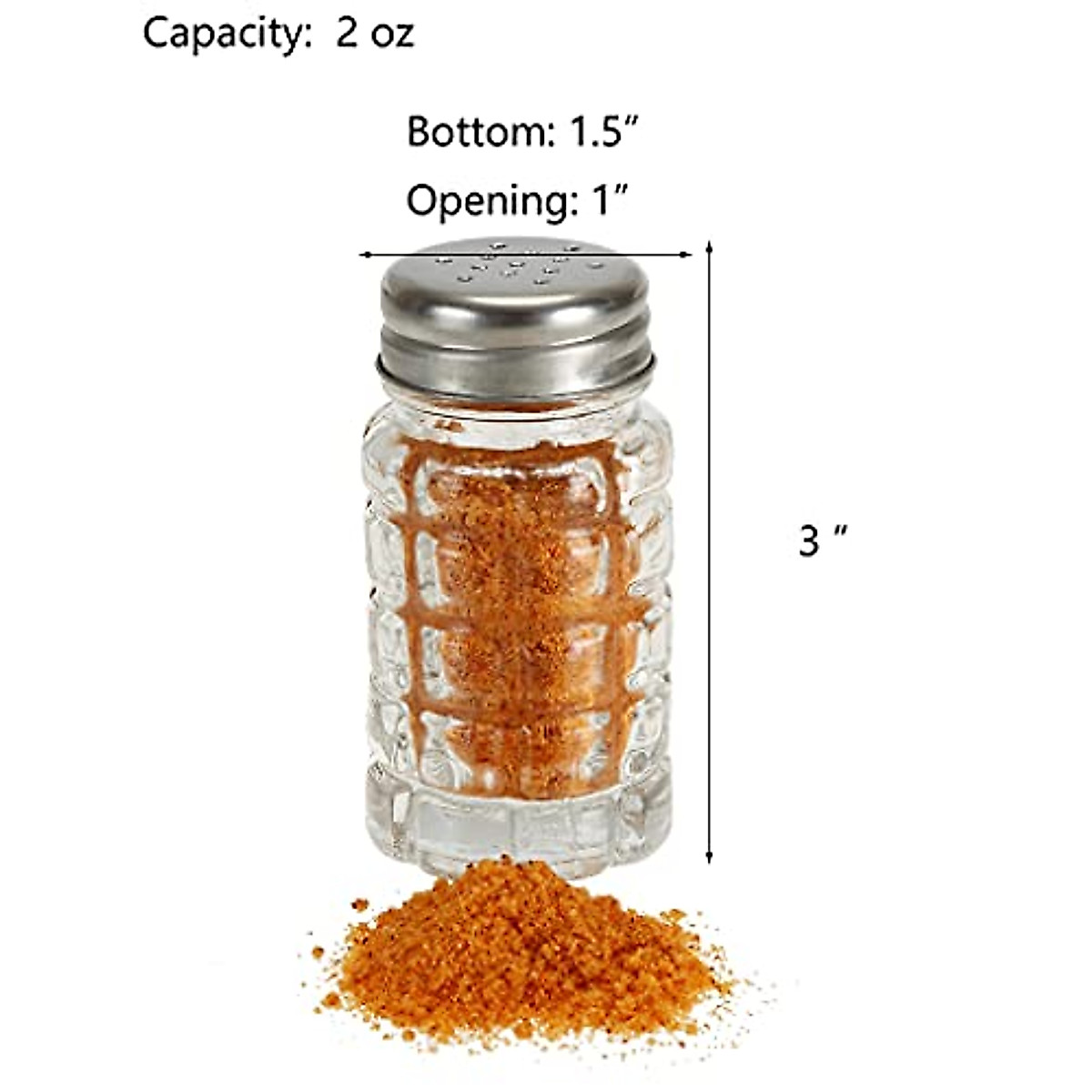 Jucoan 16 Pack Retro Style Salt and Pepper Shakers Set, 2oz Clear Glass Salt Shakers with Stainless Steel Lids for Kitchen, Tabletop, Restaurant