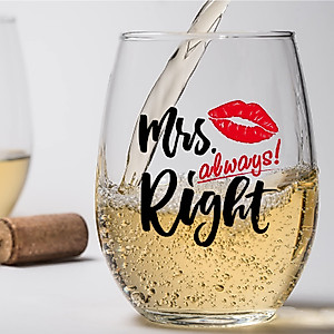 Gnollko Wedding Gift for Couples,Mr Right&Mrs Always Right Glasses for Newlyweds Bride Groom, Engagement Anniversary Party Decorations for Fiance Fiancee Boyfriend Girlfriend Him Her