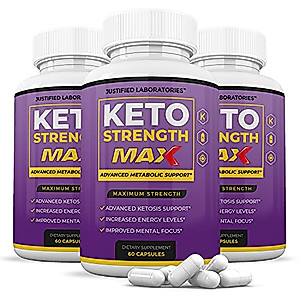 (3 Pack) Keto Strength Max 1200MG Pills Includes Apple Cider Vinegar goBHB Strong Exogenous Ketones Advanced Ketogenic Supplement Ketosis Support for Men Women 180 Capsules