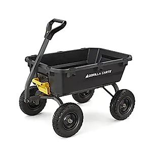 Gorilla Carts 7GCG-NF 7 Cu. Ft. Heavy-Duty Poly Garden Dump Cart with No-Flat Tires, Black (Amazon Exclusive)