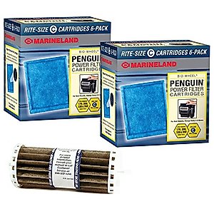 Penguin Marineland BIO-Wheel 200 & 350 Replacement Filter Cartridge 12-Pack & Bio-Wheel Assembly Bundle