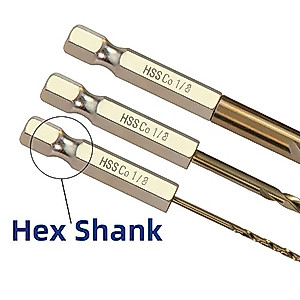 M35 High Speed Steel HSS Titanium Drill Bit Set Twist Drill Bits Set Quick Change for Metal, Steel, Wood (1/16)
