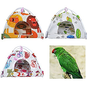 AIRUIFENG Winter Warm Bird Nest Tent Hanging Hammock Toy for Parakeet Cockatiel Cockatoo Conure Lovebird African Grey Amazon Macaw Eclectus Medium Large Parrot Cage Perch Stand (L)