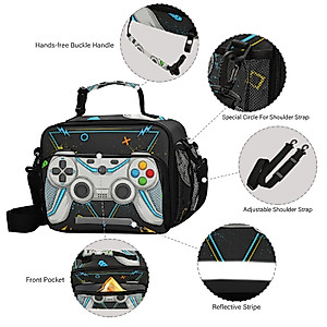 KOCOART Joystick Game Console Lunch Bag for Women Men Controller Insulated Cooler Tote Bag with Adjustable Shoulder Strap Large Capacity Reusable Leakproof Picnic Lunch Box Outdoor for Adult Office