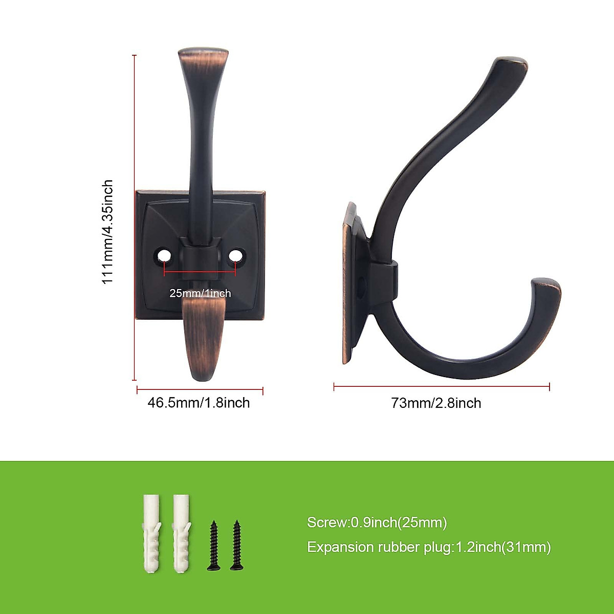 TUNNY 5 Pack Antique Design Wall Hanging Coat Hook - Oil-Rubbed Bronze Coat Hook Towel Hook Suitable for Entry Shoe Cabinet, Wardrobe Bathroom Bedroom Furniture Hardware