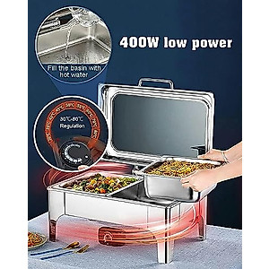 Chafing Dishes Food Warmers, Buffet Server Hot Trays in Stainless Steel, Electric Plate Warmer for Catering Buffet, Hot Plates for Keeping Food Warm (9l 1/2size)