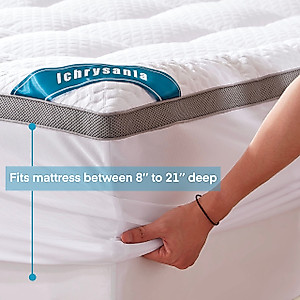 Ichrysania Queen Mattress Toppers Thick Pillowtop Mattress Toppers Queen Mattress Pad Cover Viscose Top with 8-21 Inch Deep Pocket