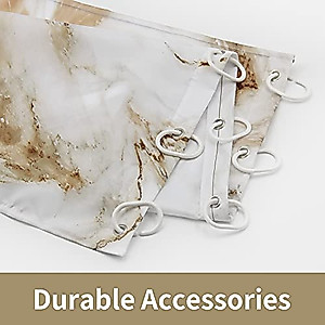 MitoVilla 4 Pcs Brown Marble Shower Curtain Sets with Rugs, Tan Bathroom Decor Sets with Shower Curtain and Rugs and Accessories, Modern Bathroom Curtain Sets with Mats