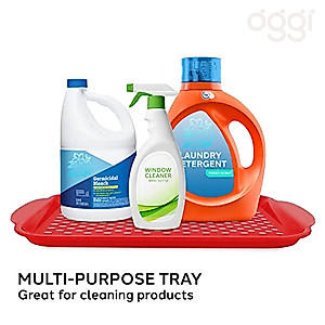 Oggi Anti Slip Serving Tray with Handles- Red Rectangle Tray - Ideal Tray for Eating, Breakfast Tray, Food Tray, Appetizer Tray, Serving, 5504.2, 17.5x11.5''