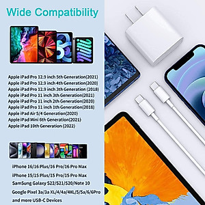iPad Fast Charger, 20W iPad Pro Charger with 10FT iPhone 16 15 Charging Cable for iPhone 16/16 Pro/15/15 Pro Max/15 Plus, iPad 10th, iPad Air 5/4th, iPad Mini 6th, iPad Pro 12.9/11 inch 2022/2021/2020