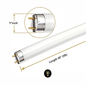 F32T8/841 4 Pack 32W 48 Inch T8 Fluorescent Tube Light Bulb, 4100K Cool White, Medium Bi-Pin (G13) Base, 32 Watt T8 Light Bulbs