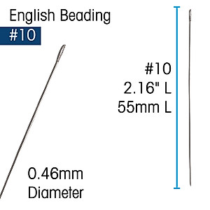 The Beadsmith English Beading Needles, Size 10, 4 Needles per Card, Made in England, Use for Loom Weaving Beadwork, Off-Loom Stitching and Jewelry Making with Seed Beads