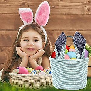 Easter Bunny Basket Bags Rabbit Canvas Toys Bucket Tote Storage Gifts Candies Handbag for Kids