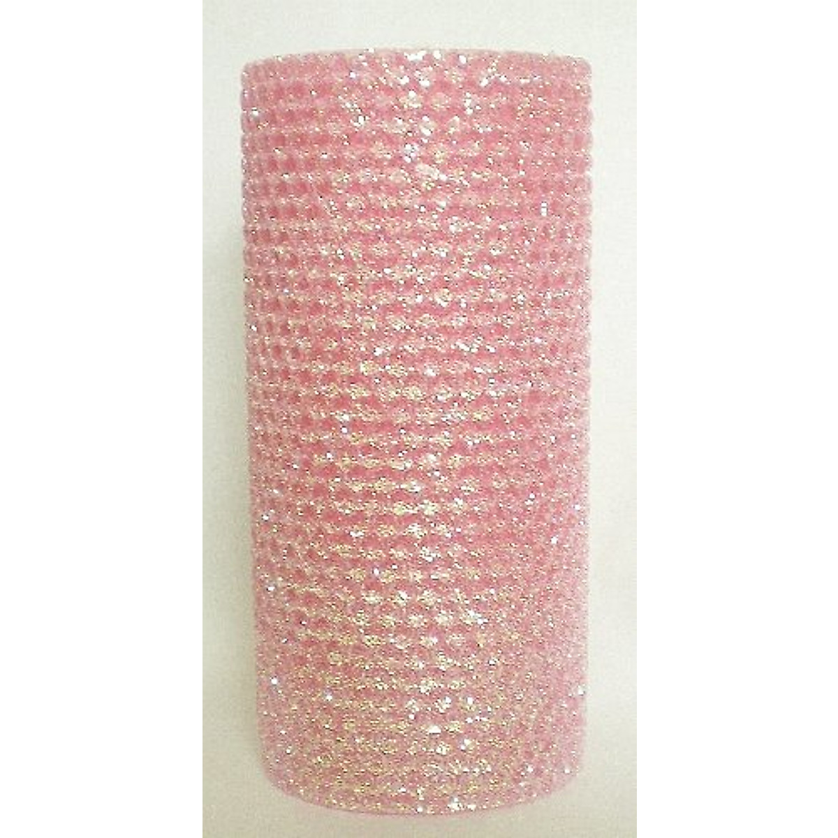 80 Hour-6 Inch Natural Beeswax Hybrid Pillar Glitter Candle, Pink Blossom Color