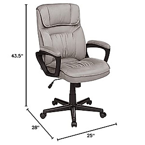 Amazon Basics Classic Office Desk Computer Chair - Adjustable, Swiveling, Ultra-Soft Microfiber, Lumbar Support, 28"D x 25"W x 43.5"H, Light Gray