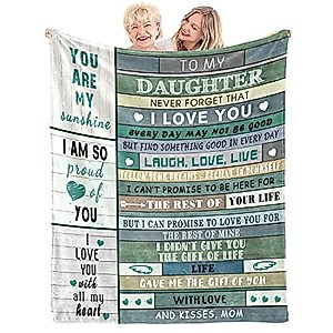 Daughter Gift from Mom Throw Blankets 60"X50" - to My Daughter Blanket from Mom - Valentines Day Gifts for Daughters - Daughter Gifts from Mom for Mothers Day Brithday Anniversary Wedding Graduation