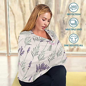 Blueangle Fresh Lavender Baby Car Seat Cover Canopy Stretchy Soft Nursing Breastfeeding Cover Multi-Use Breathable Stroller Cover