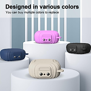 [Secure Lock] Silicone Case for SHOKZ OpenFit Open-Ear True Wireless Bluetooth Headphones Full Body Anti-Scratch Shockproof Protective Cover for SHOKZ OpenFit T910 Earbuds with Keychain (Off White)