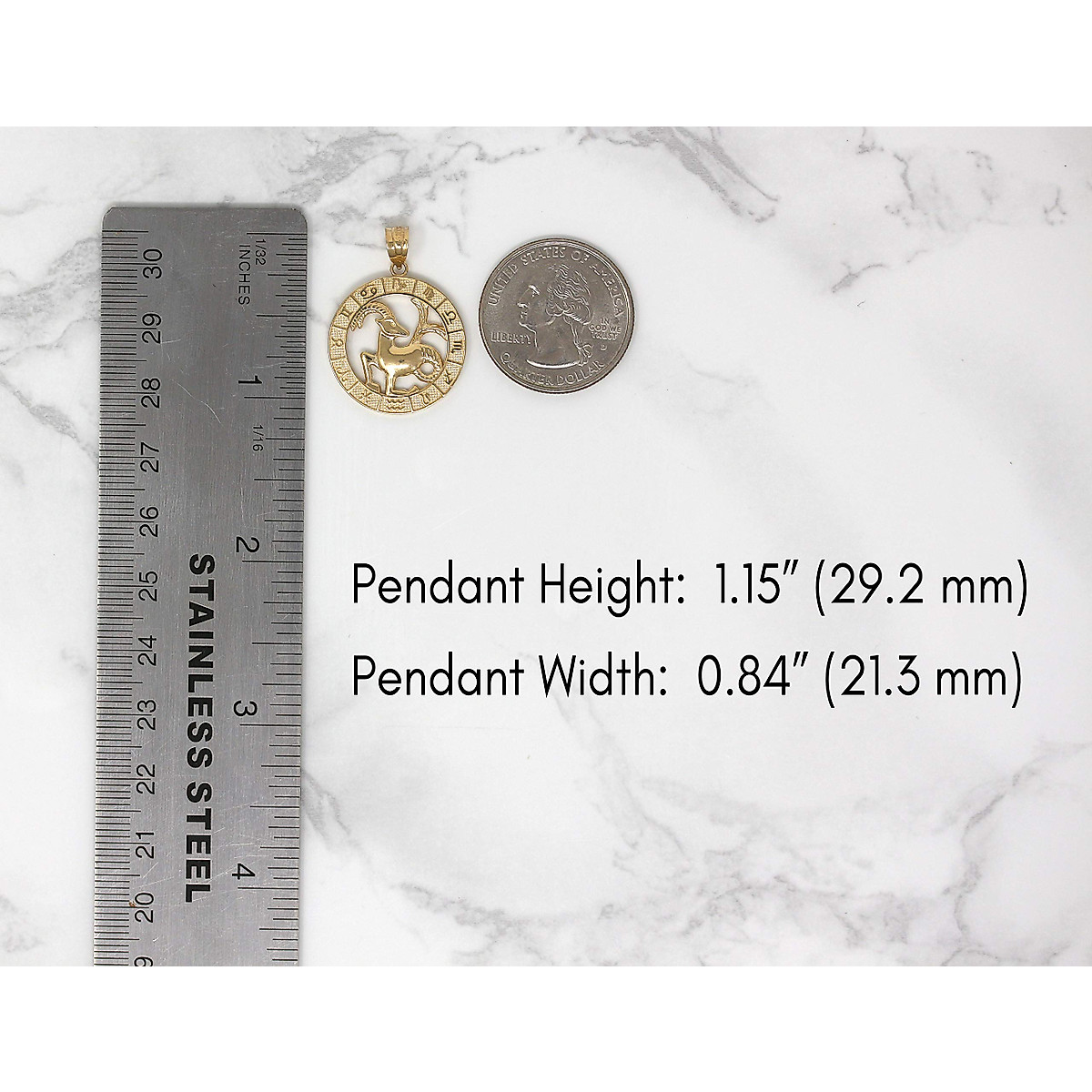 CaliRoseJewelry 14k Yellow Gold Pisces Zodiac Pendant Necklace, 22"