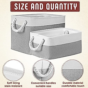 8 Pack Fabric Storage Baskets for Shelves Collapsible Storage Bins Decorative Baskets Empty Gift Foldable Cloth Baskets with Handles for Organizing Home Closet Towels Clothes, 2 Sizes (White, Gray)