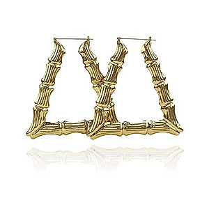 Big Bamboo Hollow Hoop Earrings for Women (Gold Triangle)