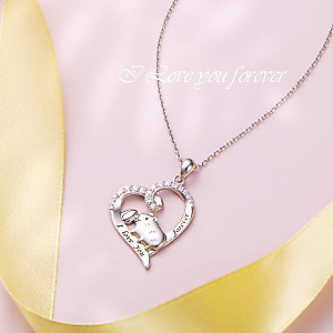 925 Sterling Silver Cute Pet Animal I Love You Forever Gerbil Chinchilla Guinea Pig Hamster Heart Pendant Necklace Birthday Jewelry for Women Daughter, 18 inch