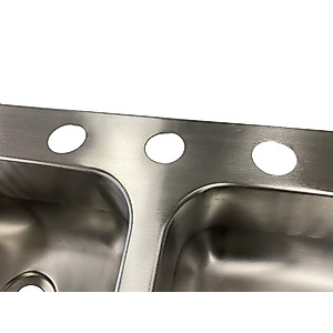 Class A Customs | 25" X 17" X 5" Stainless Steel Double Bowl Sink | 300 Series Stainless Steel | RV Camper Motor Home Sink | Concession Sink