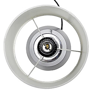 Simple Designs LT1106-GRY 14" Tall Modern 2 Tone Metallic Chrome & Gray Metal Bedside 4 Settings Touch Table Desk Lamp w White Fabric Drum Shade for Décor, Bedroom, Living Room, Dining Room, Office