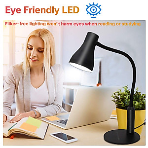 CeSunlight LED Desk Lamp, 3 Lighting Modes and 6 Brightness Levels, 10W Flexible Gooseneck Table Lamp for Living Room and Study, Remote Control with Timing Function, AC Adapter Included (Black)