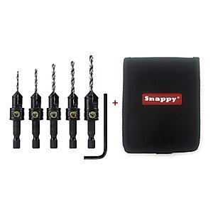 Make it Snappy Tools Brand Quick-Change 5-Pc. Countersink Drill Bit Set with Case. Proudly Made in The USA