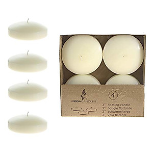 Mega Candles 12 pcs Unscented Ivory Floating Disc Candle, Hand Poured Paraffin Wax Candles 3 Inch Diameter, Home Décor, Wedding Receptions, Baby Showers, Birthdays, Celebrations & Party Favors