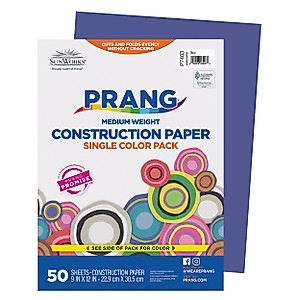 SunWorks 7403 Construction Paper, 9" x 12", 50 Sheets/Pack, Blue