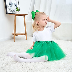 4 Layered Ballet Skirts for Girls Birthday Party Tutu Skirt w/Hairbow Girls Tutu Skirt Toddler Tulle Skirt, Dark Green Tutu, 2-5 Years