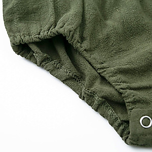 Simplee kids Baby Rompers Unisex Cotton Linen Handmade Romper Jumpsuit Solid Color Long Sleeve Jumpsuit