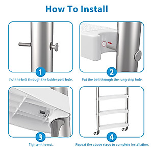 Pool Ladder, 3 Step In-Ground Swimming Pool Step, Stainless Steel Pool Ladder Step for Indoor/Outdoor Pool, Heavy Duty Non-Slip Inground Ladder, Easy Assembly