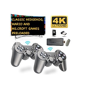 4K Digital Plug n Play Game Stick Game Console Wireless Controller Gamepad Built-in 20000+ Games 64G Retro Handheld Game Player HD TV Game Stick