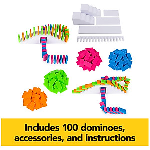 H5 Domino Creations 100-Piece Neon, Kids Games for Game Night, Building Toys for Outdoor Games, Lily Hevesh Dominoes Set for Adults & Kids Ages 5+
