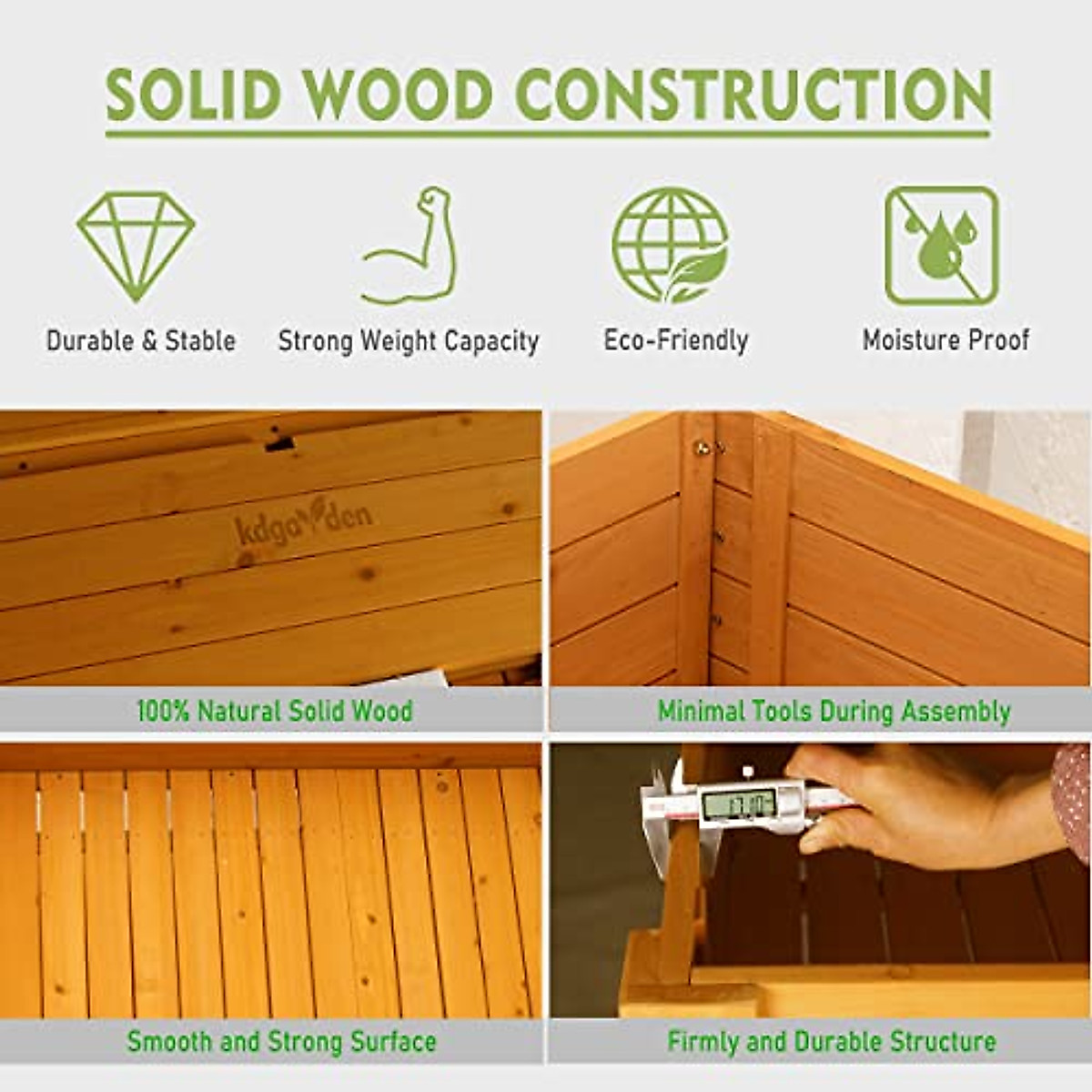 Raised Garden Bed Wood Planter Box Outdoor Wooden Elevated Planters Raised Beds with Legs for Vegetable Flower Herb, 48"x24"x33"H, Standing Gardening Box with Liner for Backyard, Patio, Deck