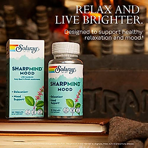 SOLARAY SharpMind Mood Support Supplement, Nootropic for Relaxation and Stress Relief, Zembrin, Holy Basil, Lithium Orotate 5mg, Organic Reishi Mushroom, 60 Day Guarantee, 30 Servings, 30 VegCaps