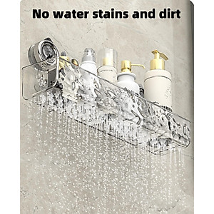 ROKIE Shower Caddy Suction Cup Storage Rack Clear Acrylic Shower Shelves Glacier Water Ripples Corner Shelf For Bathroom Shower Accessories (J)