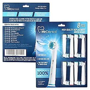 Mr. Dental Premium Oral-B Braun Compatible Replacement Toothbrush Heads 8 pack (2 year supply) for Superior Care, Soft Bristles.