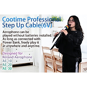 Cootime Professional Step Up Cable Power Supply Cable for Roland Aerophone AE-10/20/30, USB 2.0 A Type Male Input 5V to DC 5.5x2.1mm Male Output 6V (Fixed Output 6V, 2.62FT/0.8M/Black)