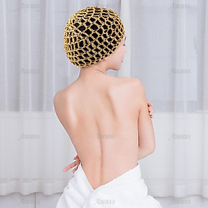 AUEAR, Hair Nets Cap Sleeping Hairnet Snoods Wrap Bonnets Long Straight Curl Wig Head Protector Mesh Wrapping Crochet Wave Cook Hats Bun Lift Strap Weaving Sew For Women Ballet (5 Pack, Multi)