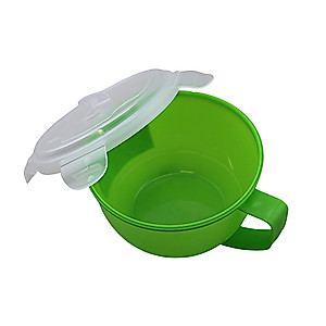 Dependable Industries Microwave Soup and Stew Maker Bowl Mug Noodles Steamer Ramen Oatmeal with Steam Vent and Splash Cover BPA-Free