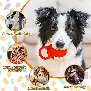 LLSPET Latex Chew Dog Toys, Novelty Squeaky Pacifier Dog Toys for Teething Puppies, Mild Chewing Small, Medium, Large Dogs, Pet Dogs Supplies Newborn Puppy Gift (2 Pcs, Red+Yellow