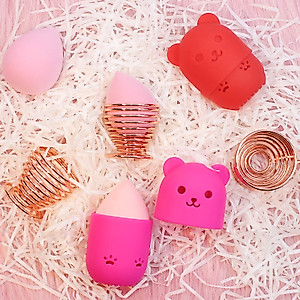 BEAKEY 3+2 Pcs Makeup Sponge Holder, Silicone Makeup Sponge Travel Storage Case, Breathable Beauty Sponge Rack