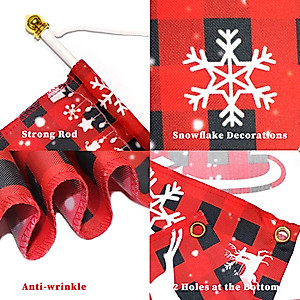 O-Heart Merry Christmas Banner Holiday Xmas Porch Banner Buffalo Plaid Sign Hanging Christmas Decoration Indoor Outdoor for Home Wall Front Door Apartment Party Mantle, Fireplace, Window Wall
