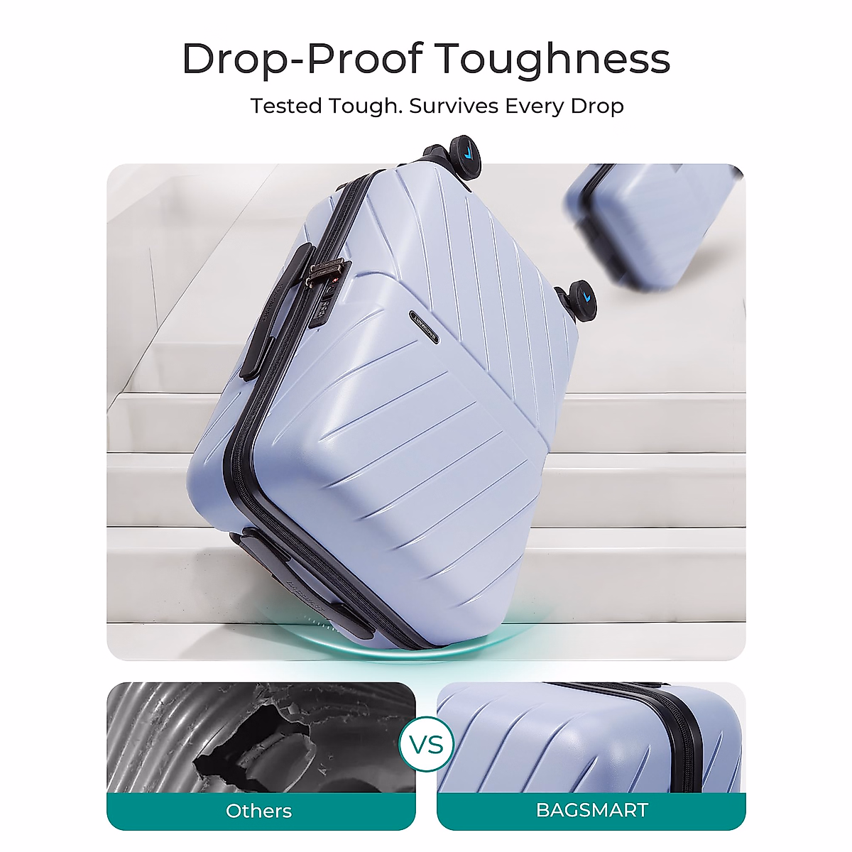 BAGSMART Carry On Luggage 22x14x9 Airline Approved, 20 Inch Lightweight Carry On Suitcase, Hard Shell Luggage with Spinner Wheels, 20 Inch Rolling Suitcases, Purple