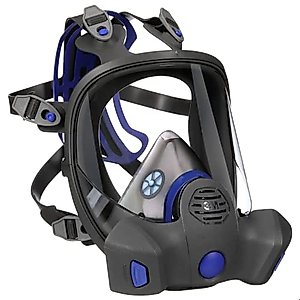 3M Secure Click Full Face Reusable Respirator with Large Lens, Speaking Diaphragm and Push Button Seal Check, FF-802, Painting, Sanding, Chemical Clean-up, Sawing, Medium